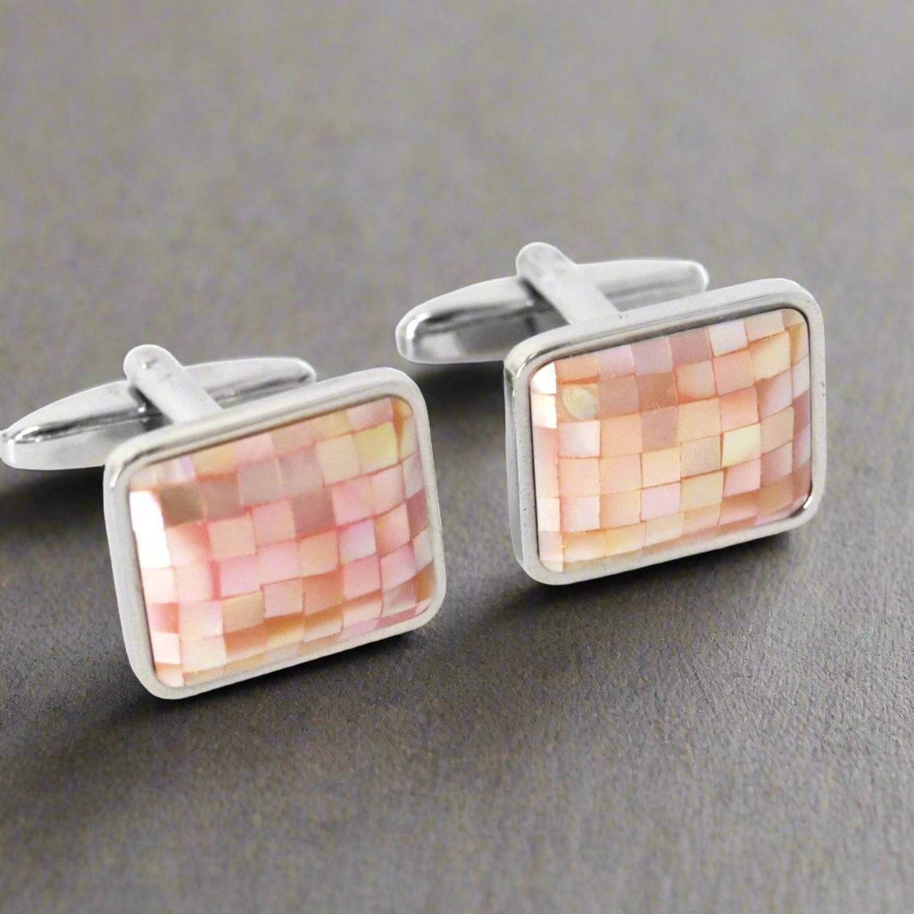 MarZthomson Rectangle Cufflinks with Multi MOP Pink (Online Exclusive)