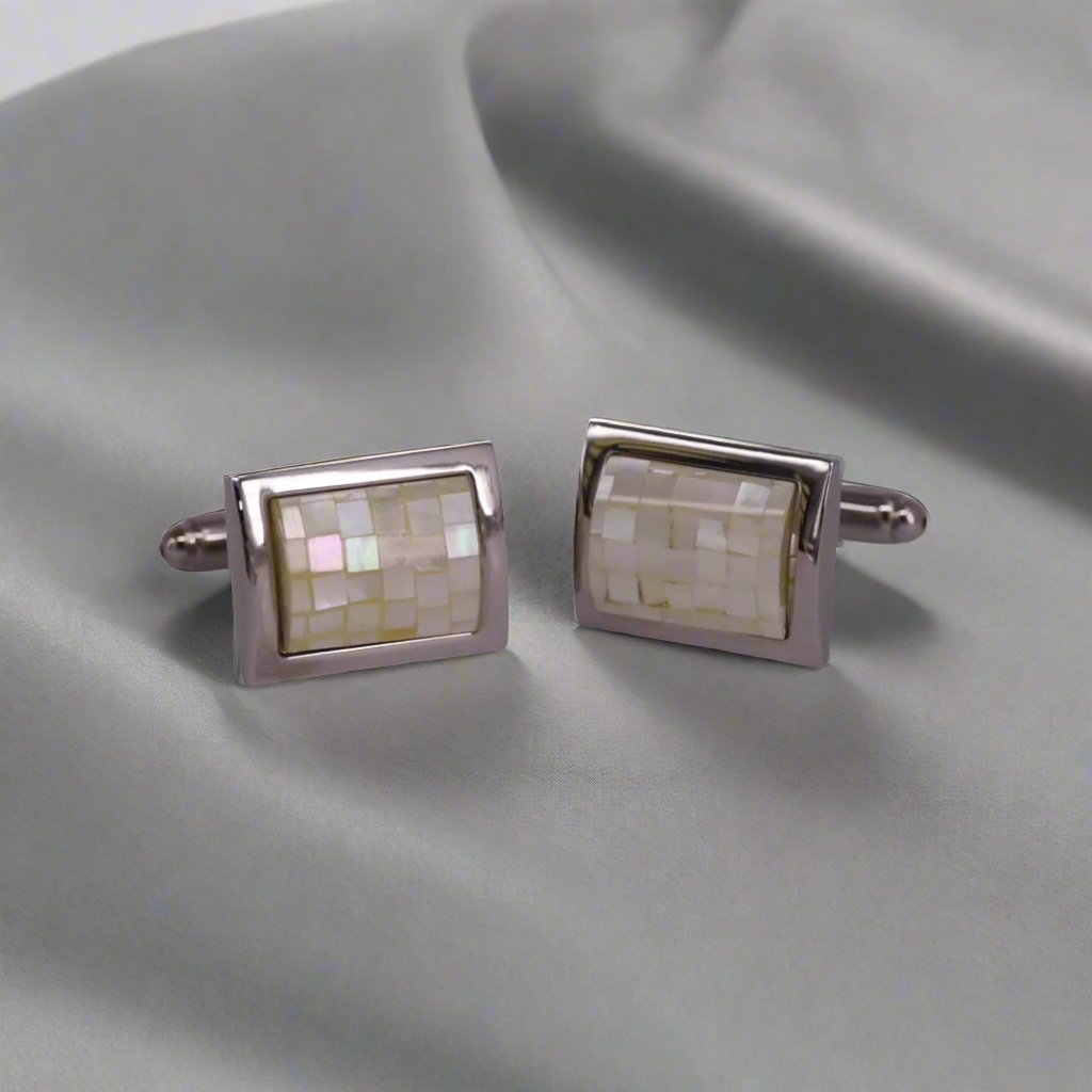 MarZthomson Mosaic MOP Abalone rectangle cufflink
