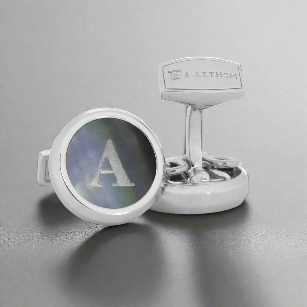Aurum MOP Monogram Cufflinks with Clip-on Button Covers