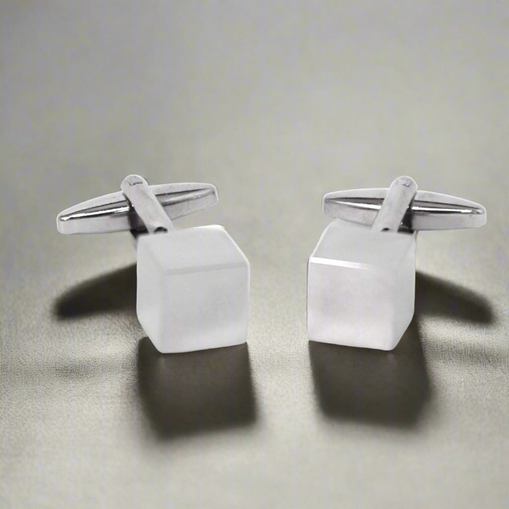 Silver square cube Cufflink