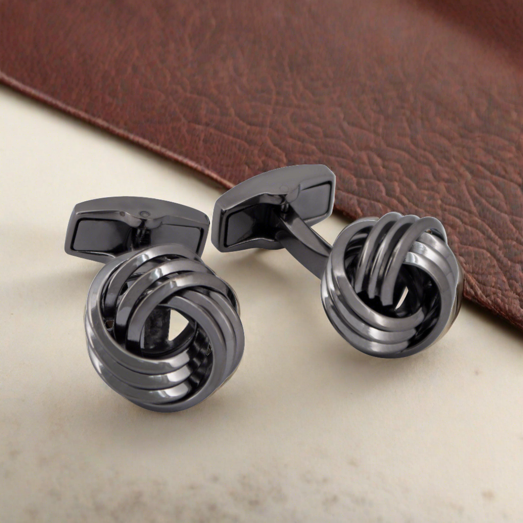 Wire Knot Gun Metal Cufflinks
