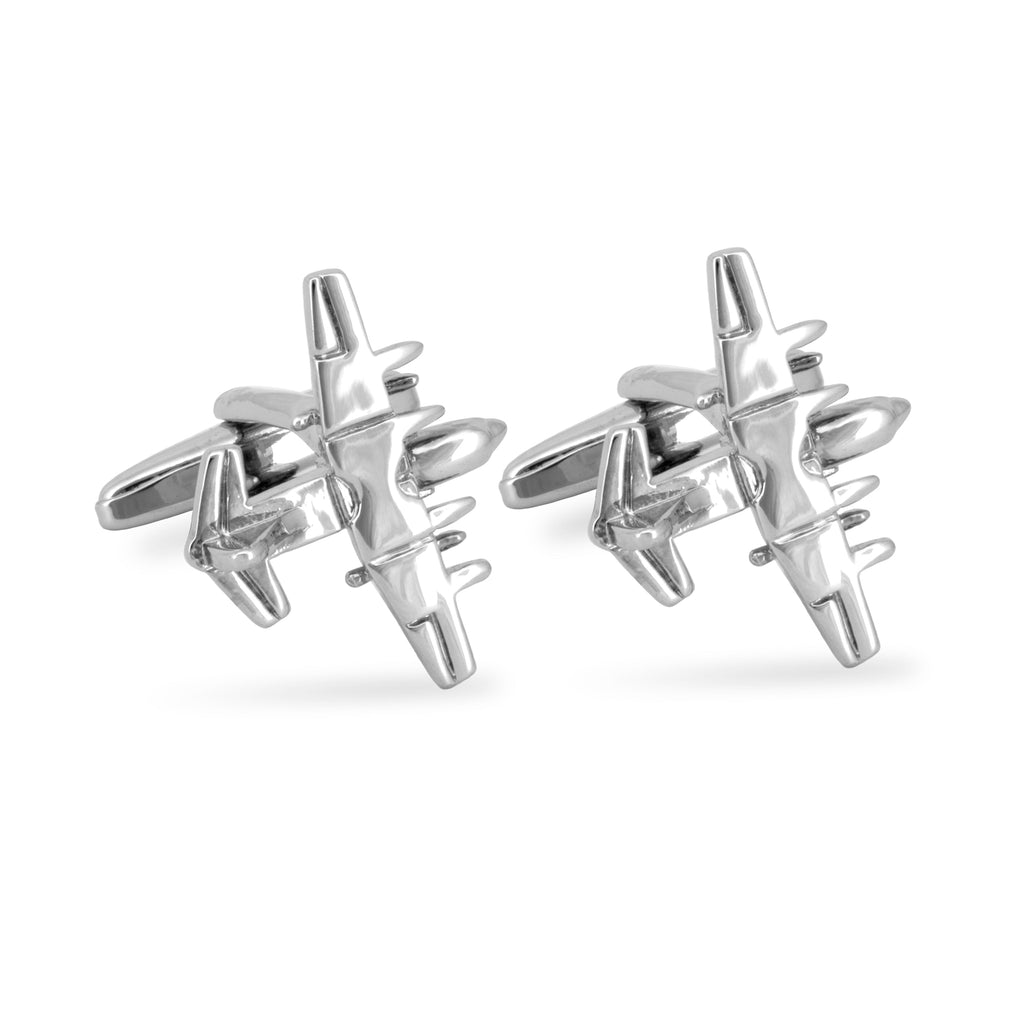 MarZthomson Fighter Jet Cufflinks in Silver - aeroplane Cufflinks (Onl