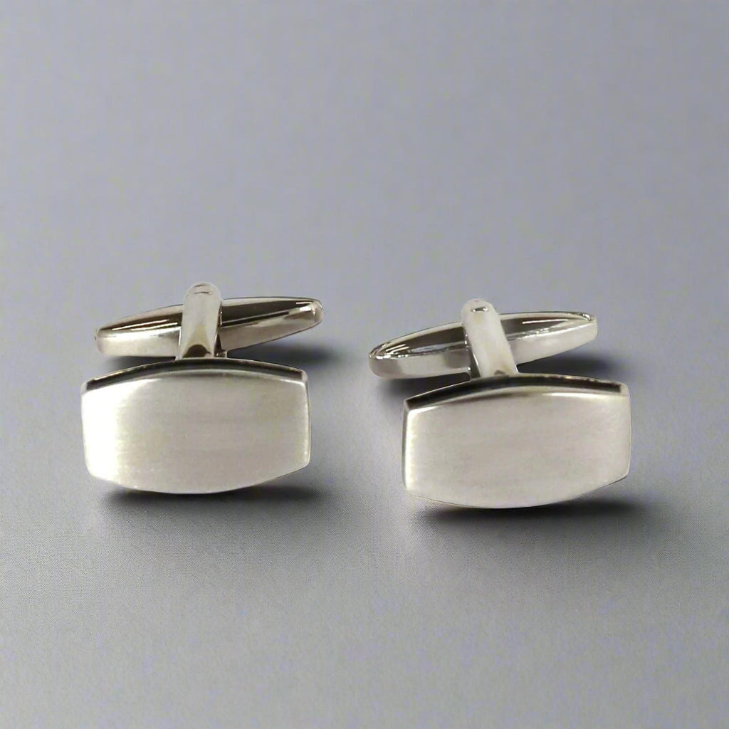 Rectangle shape Silver Solid col cufflinks (Online Exclusive)