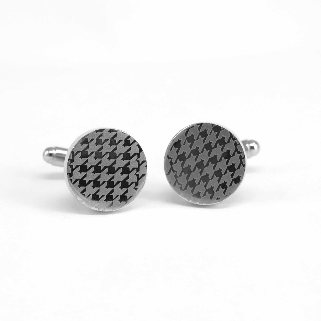 Round Silver Laser Cufflinks (Online Exclusive)