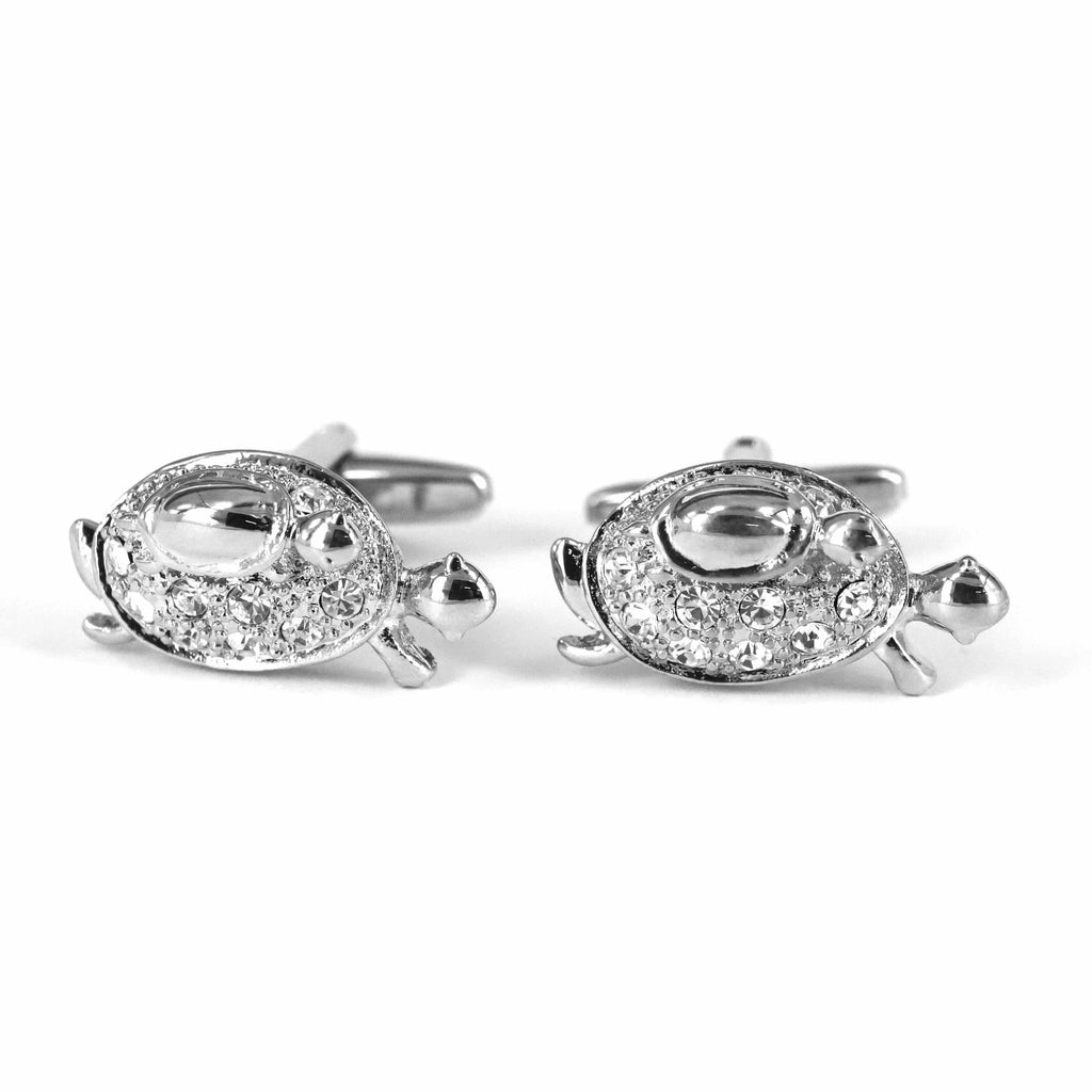 Silver Crystal Turtle Cufflink