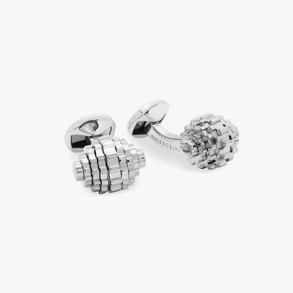 Sphere Gear cufflinks in stainless steel Silver - Tateossian